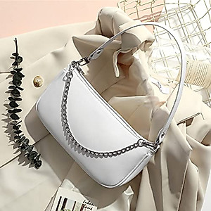 Loiral Small Purse for Women, Retro Classic Tote HandBag Mini Shoulder Bags Crocodile Pattern Clutch with Zipper Closure, White