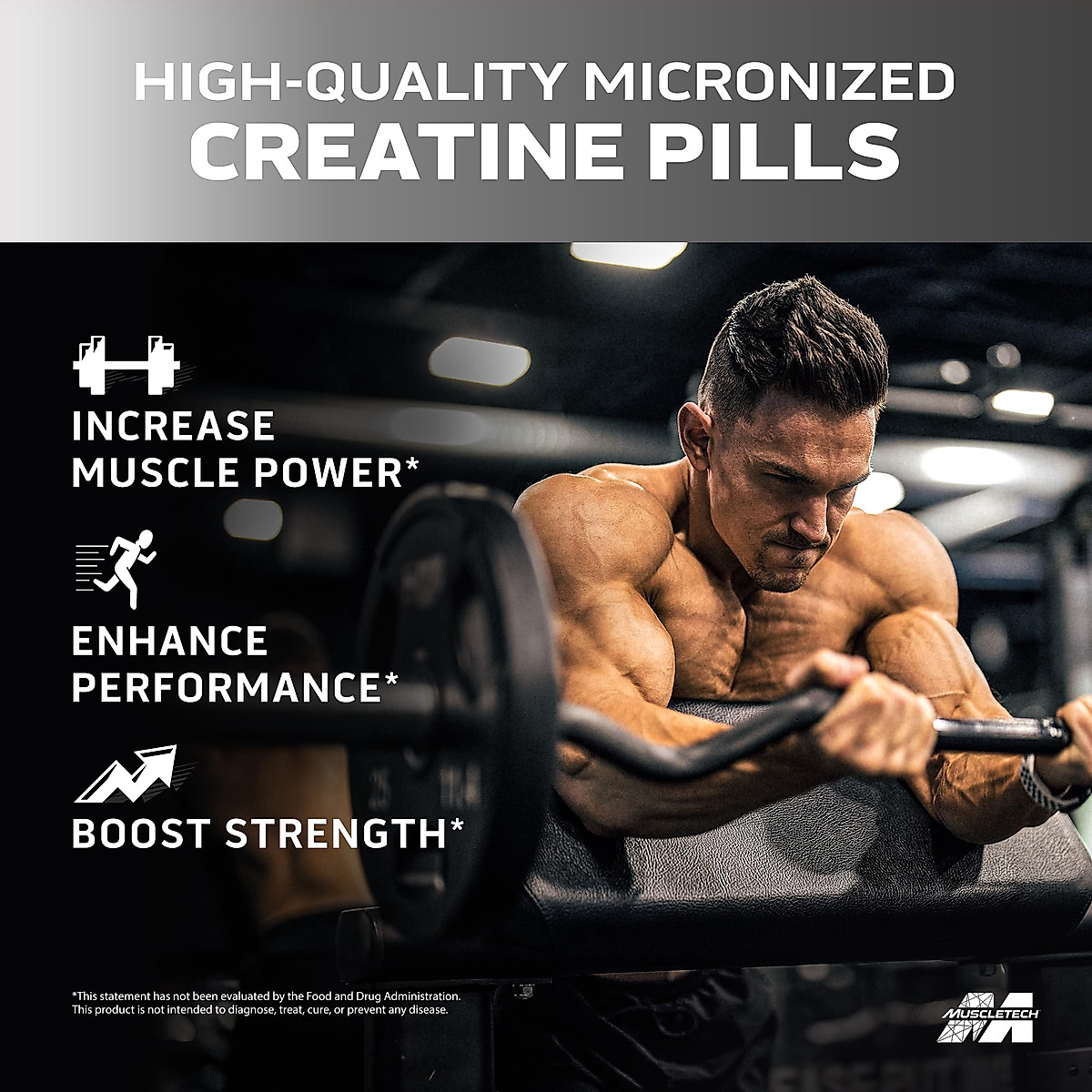 MuscleTech Platinum Creatine Monohydrate Capsules - Creapure Creatine Pre & Post Workout Muscle Builder, Muscle Recovery & Energy Boosting Supplement for Men & Women - 100 Veggie Pills