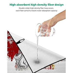 Golf Towel Christmas Gnome Xmas Dwarf Red,Waffle Pattern Microfiber Club Cleaner Golf Towels with Carabiner Clip for Women Men Dad,Winter Gift Bird Branch Golf Towel for Golf Bags Accessories,24x16in