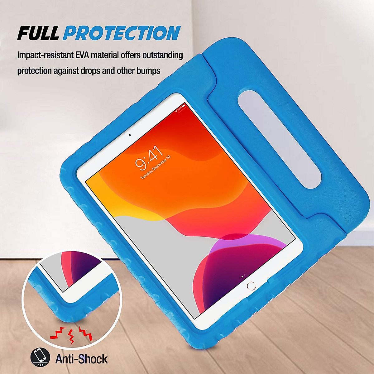 ProCase Kids Case for iPad 9th Generation/iPad 8/iPad 7, iPad 10.2 Case 2021 2020 2019/iPad Air 10.5/iPad Pro 10.5 Kids Case, Shockproof Lightweight Case with Convertible Handle-Blue