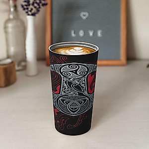 Vikings Norse Mythology Thor'S Hammer Celtic Knot Rune 16oz Stainless Steel Travel Mug - Spill Proof Lid, Keeps Hot & Cold For Hours - Tea & Drink Thermos