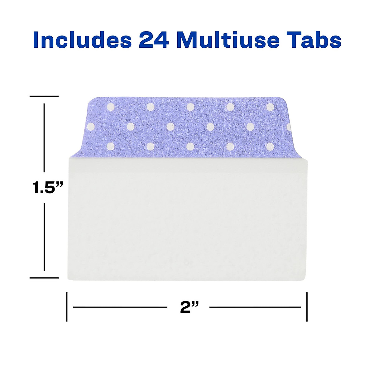 Avery Multiuse Ultra Tabs, 2" x 1.5", 2-Side Writable, Assorted Pastel Dots, 24 Repositionable Tabs (74773)