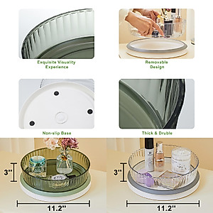 Lazy Susan Turntable for Cabinet Organizer, Bathroom Organizer Countertop, Spinning Makeup Perfume Organizer, Removable Design Organization, 360° Rotating Trays Storage (Clear)