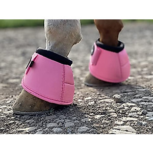TGW RIDING No-Turn Horse Bell Boots, Equine Ballistic Hoof Overreach Bell Boot, Pair (L, Pink)…