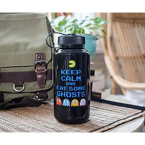 Pac-Man "Keep Calm and Eat Some Ghosts" Water Bottle | BPA-Free Large Plastic Water Jug With Screw Top Lid | Hydration For Outdoor Sports, Gym, Yoga | Holds 32 Ounces