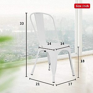 FDW Metal Dining Chairs Set of 2 Indoor Outdoor Chairs Patio Chairs Kitchen Metal Chairs 18 Inch Seat Height Restaurant Chair Metal Stackable Chair Tolix Side Bar Chairs 330LBS Weight Capacity