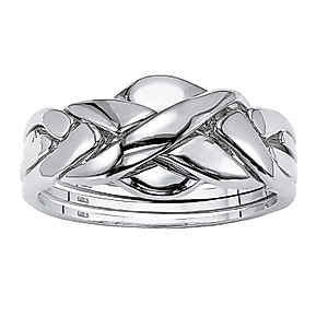 PalmBeach Yellow Gold-Plated or Platinum-Plated Sterling Silver Puzzle Ring Size 7