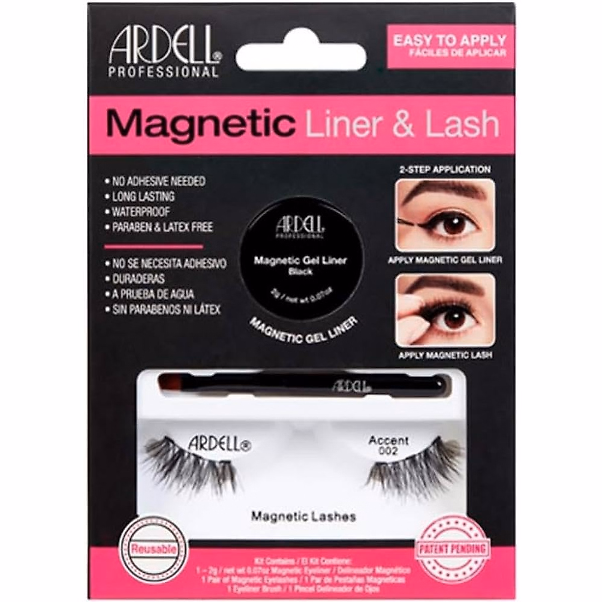 Ardell Magnetic Gel EyeLiner & False Lashes, Accent 002, 1 set, Black