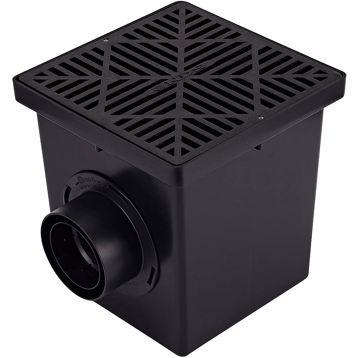 NDS 1200BKITRTL1PK Square Kit with 2-Opening Catch Basin, 2 Adapters, 1 Outlet Plug, and 1 Plastic Drain Grate, 12-Inch, for Lawns, Landscaped Areas, Black