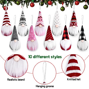 Christmas Tree Decorations Hanging Gnomes Ornaments Set of 10,Handmade Plush Gnome Santa Elf Hanging Home Christmas Decor,Yard Garden Indoor Outdoor Party Farmhouse Holiday Decor