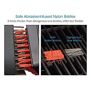 Unicook Outdoor Grill Brush, Heavy Duty Nylon BBQ Cleaning Brush, Removable Head XL Gas Grill Cleaner, Durable and Effective, Best Alternative to Dangerous Wire Brush, Do Not Use on Hot/Warm Grill