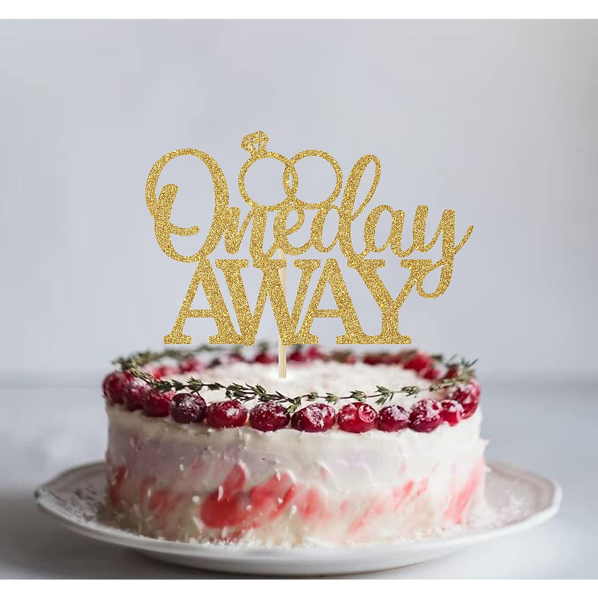 One Day Away Cake Topper, Wedding Rehearsal Cake Decoraations Gold Glitter