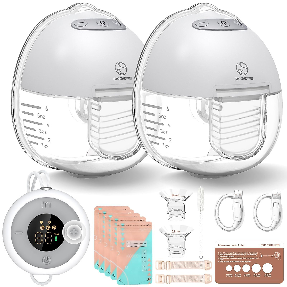 Hands Free Breast Pump, Wearable Breastfeeding Pump with Wireless Remote Controller, MomWills FSA HSA Eligible Portable Electric Ultra Light Breast Pumps with 2 Modes & 9 Levels, Low Noise, S28