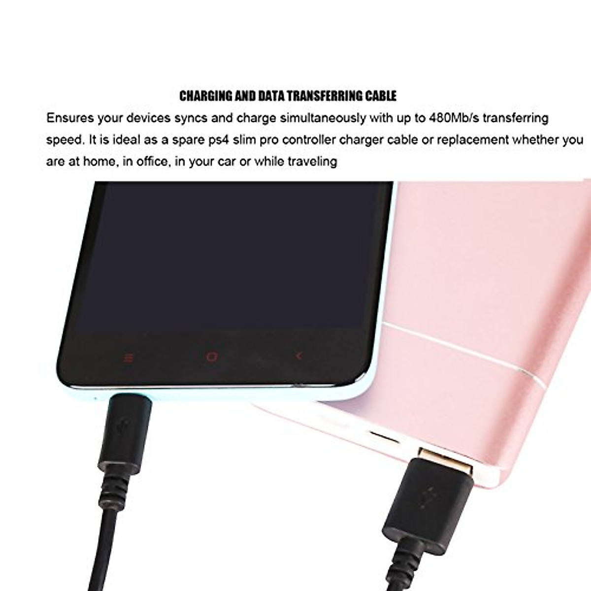 PS4 Micro USB Charger Cable,iEugen 3.3 ft PS4 Controller Charger Dualshock 4 USB Charging Cable for PlayStatio PS4 Pro Slim/XBOX ONE/Micro USB Device (Black)