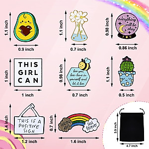 14 Pieces Positive Enamel Pins Set Motivational Enamel Lapel Pin Inspirational Cute Brooch Pin Badges for Women Clothing Bags Hats Decorations