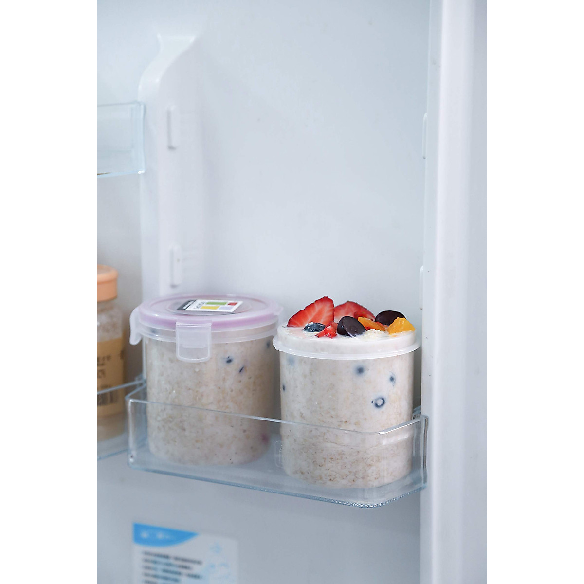 Komax Biokips Overnight Oats Containers with Lids Set of 4 – Round Airtight Food Storage Containers for Oatmeal, Cereal, Milk & More – BPA-Free Meal Prep Container Set w/Locking Lids (18.6 oz)