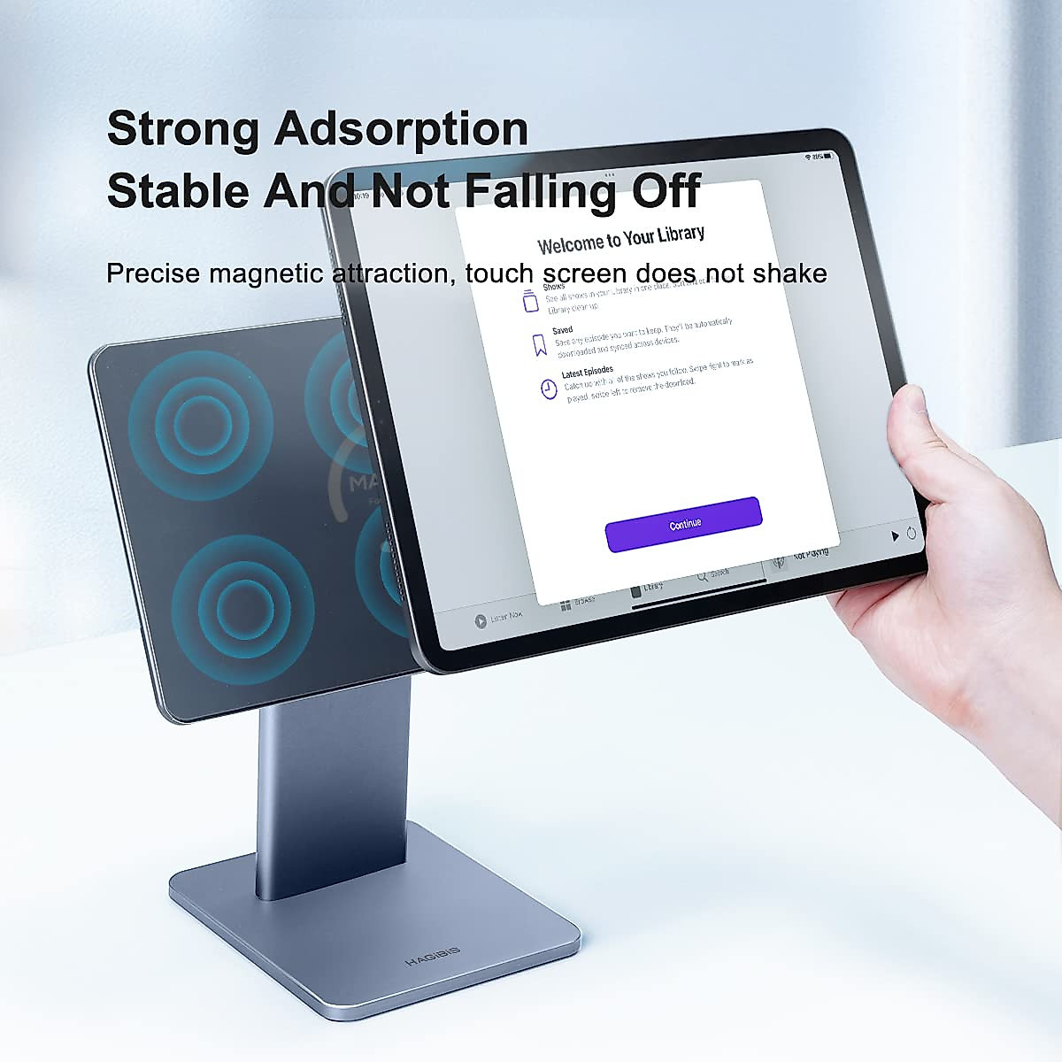 Hagibis Foldable Magnetic iPad Stand, Adjustable Rotatable Floating iPad Pro Stand Holder for Apple iPad Pro 11 Inch 1st/2nd/3rd/4th Gen and iPad Air 10.9” 4th/5th (11”)