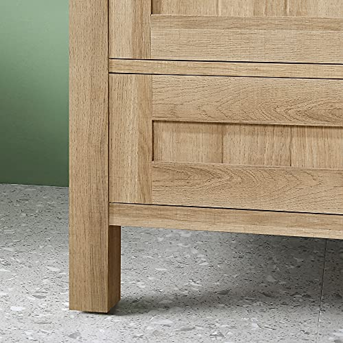 OVE Decors Kansas 36" Single Sink Bathroom Vanity Set with Countertop, Fully-Assembled | Ceramic Sink and Backsplash Included | 02 Doors, 01 Drawer, 36 inches, White Oak