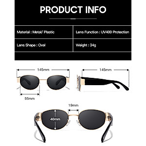 SODQW Retro Oval Sunglasses for Women, 90s Vintage Designer Ladies Shades Trendy Fashion Sun Glasses