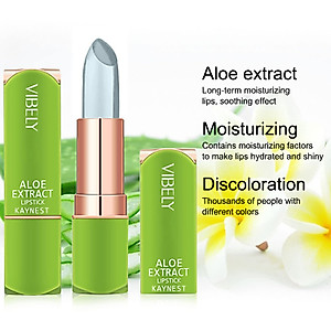 Kaynest 2 Packs Aloe Vera Lipstick Lips Moisturizer Long Lasting Nutritious Lip Balm Magic Temperature Color Change Lip Gloss (Set-B)