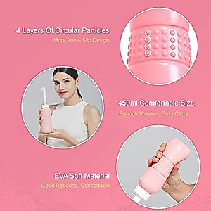 KKPOT Portable Travel Bidet Bottle 2 Pack - 450ml Peri Bottle for Postpartum Care,Handheld Portable Camping Bidet Bottle with Travel Bag for Women ,Men,Baby,Personal Hygiene (Blue+Pink)