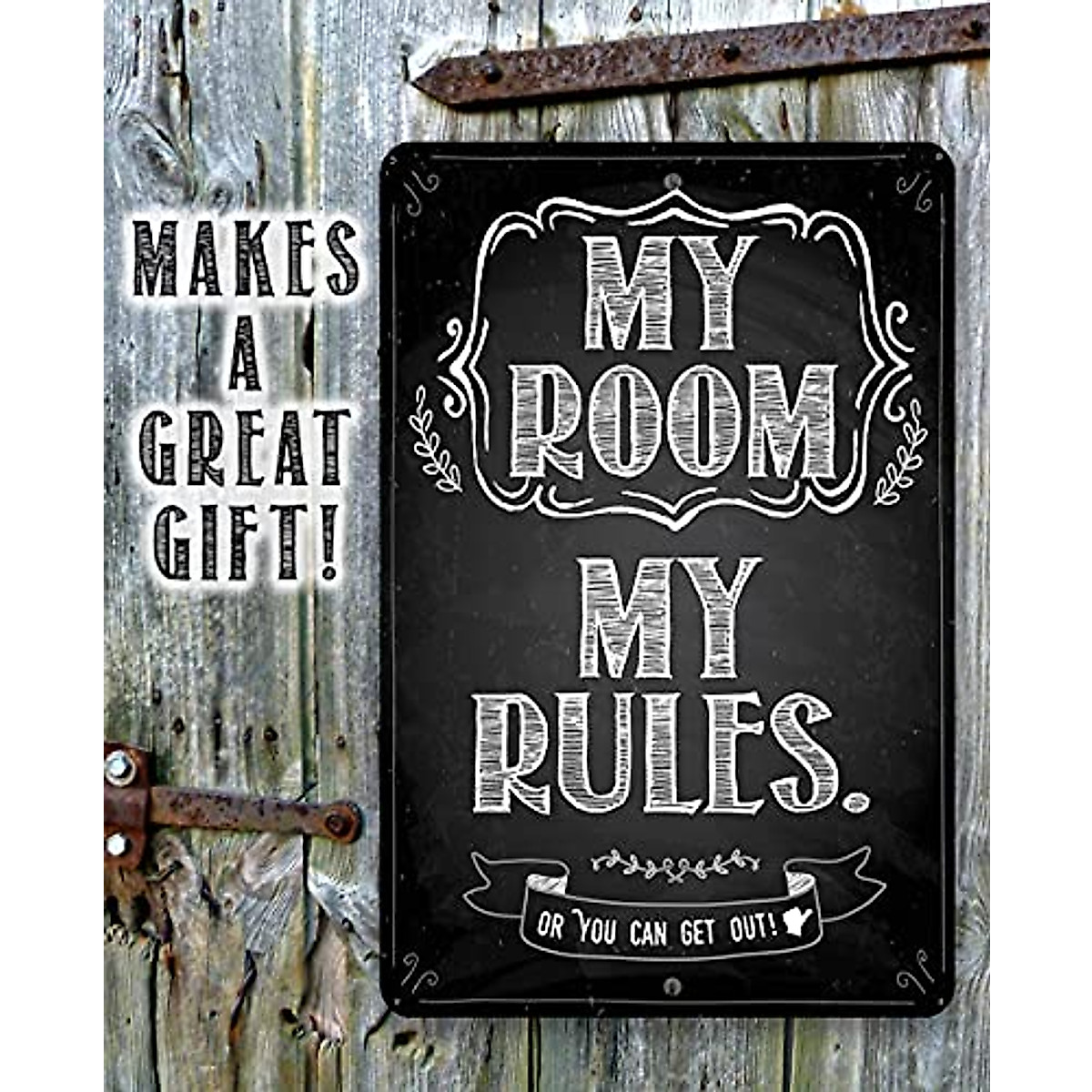 My Room My Rules - Metal Sign - Cute Decor for Teen Room Aesthetic, Stuff for College Dorm Room Essentials - Cheap Gift Under $20 (8" x 12")