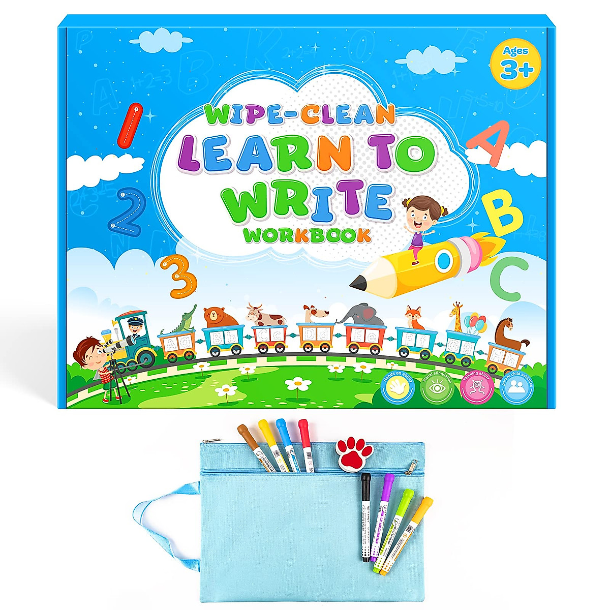 Toddlers Toys for 3+ 4 5 6 7 8 Year Old Boys Girls - Handwriting Practice Books Kindergarten Workbooks - Montessori Learning Toys for Kids Ages 3-4 4-8 5-7, Birthday Gifts Back to School Book Supplies