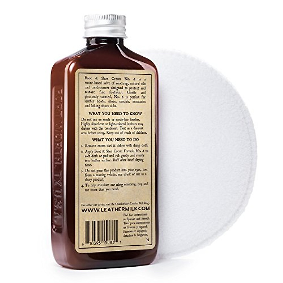 Leather Milk Leather Boot & Shoe Conditioner and Cleaner - No. 6 - All-Natural, Non-Toxic Shoe Care Cream Made in The USA. 2 Sizes. Includes Polishing Applicator Pad!