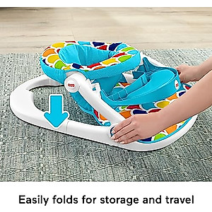 Fisher-Price Baby Portable Baby Chair,Deluxe Sit-Me-Up Floor Seat with Removable Toys and Snack Tray,Happy Hills