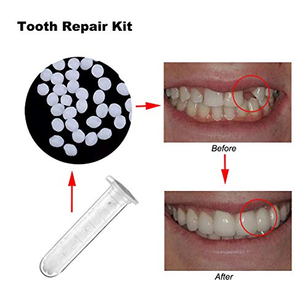 Gustum 3 Different Vampire Fangs Teeth with 1 Tube Teeth Pellets Adhesive, 3 pairs Fairy Pixie Elf Ears, Halloween Horror Party Cosplay Costumes Accessory Prop Decoration