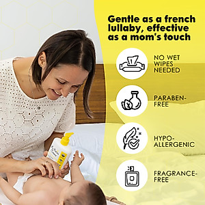 La Petite Creme French Premium Diapering Lotion - Diaper Cream Alternative to Baby Wipes - Gentle Moisturizer & Skin Cleanser with USDA Certified Organic Ingredients - Baby Essentials (8 oz)