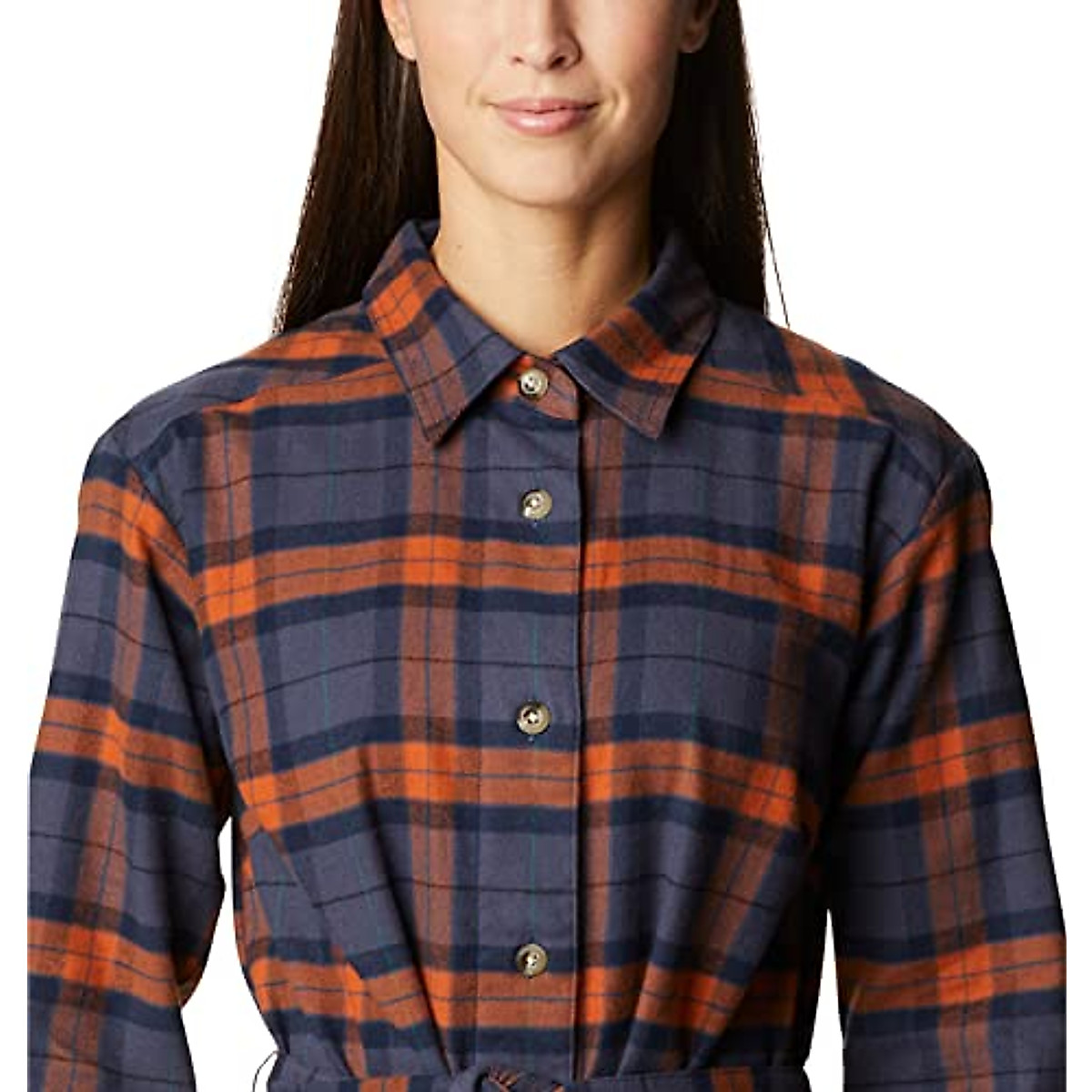 Columbia Women's Holly Hideaway Flannel Dress, Warm Copper Simple Tartan, Medium