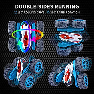 MAKINO Remote Control Car, RC Cars Stunt Car Toy Double Sided 360° Rotation with Headlights 2.4Ghz 4WD Electric Toy Car Gift for Kids Boys Girls (All Batteries Included)