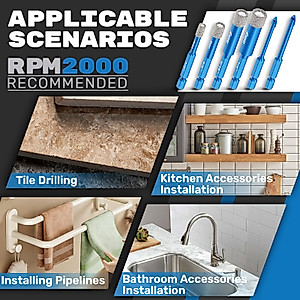 XDOVET Dry Diamond Drill Bit Sets Hex Shank 6Pcs 1/2" to 1/4" Core Drill Bits for Granite Marble Porcelain Glass Lenses Tile etc