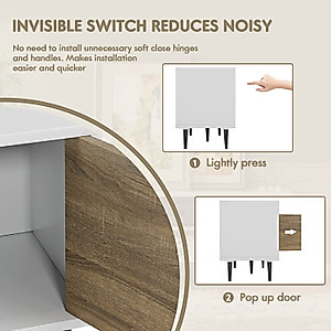 YESHOMY Modern Retro TV Stand for Television up to 65", Entertainment Center with Two Storage Cabinet and Shelf, Media Console for Living Room, Bedroom, Enterway, Office, 58 Inch, White and Oak