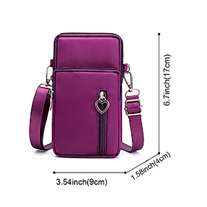 Cell Phone Crossbody Bag Purse Wallet Case Shoulder Bags Armband Arm Bands for iPhone 11 12 13 Pro Max 13 Mini SE/Samsung Galaxy S22 S21 S20 S10 Plus A52 A10s A01 A10e/ TCL A3 A30 10L (Purple)