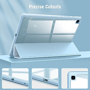 Fintie Hybrid Slim Case for Samsung Galaxy Tab S6 Lite 10.4 Inch 2024/2022/2020 with S Pen Holder, Shockproof Cover with Clear Transparent Back Shell, Blue