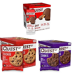 Quest Nutrition High Protein Peanut Butter Cups, Cookies and More Snack Bundle (12 Count)