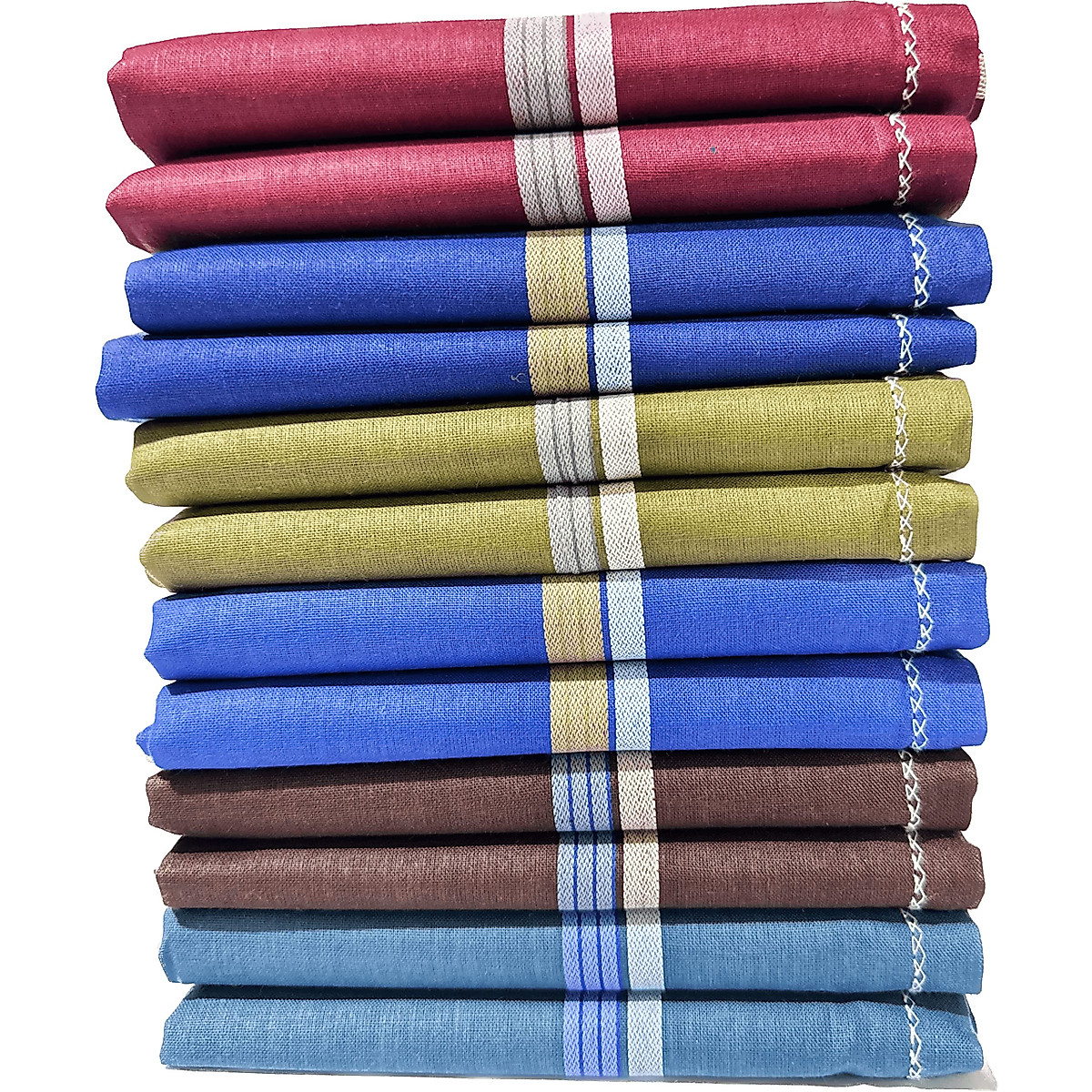 Royal Mart men's handkerchiefs, 100% cotton, hemstitched, 17x17 inches, multi-colored (Pack of 12)