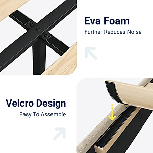 Allewie Queen Size Platform Bed Frame with Geometric Wingback Headboard, Modern Upholstered Bed with Wooden Slats Support, No Box Spring Needed, Easy Assembly, Beige