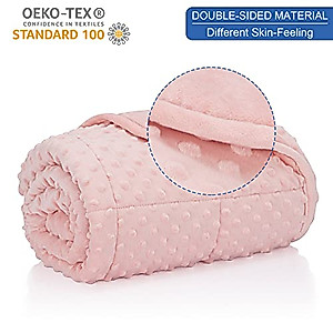 Huloo Sleep Kids Weighted Blanket Twin 7lbs (41"×60",Pink) Breathable Soft Minky Weighted Throw Blanket for All Season,Heavy Blanket with Premium Glass Beads