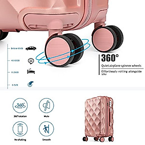Somago Luggage Sets 3 Pieces Hardside with Spinner Wheels Suitcase with TSA Lock 20in24in28in Nude Pink