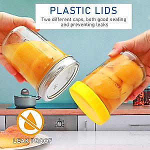 Accguan Mason Jar Set of 6,16oz Airtight Glass Jars wit Lids, Includes Purple Pen and Stickers for Cereal, Oatmeal, Fruit, Milk, Storage,Canning, Pickling, Jamming (6 Pack)