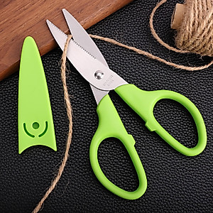 HITOPTY Green Multipurpose Scissors, 6in Straight Sturdy Sharp Scissors for Office School Student Home General Use Sewing Fabric Craft Supplies with Cover