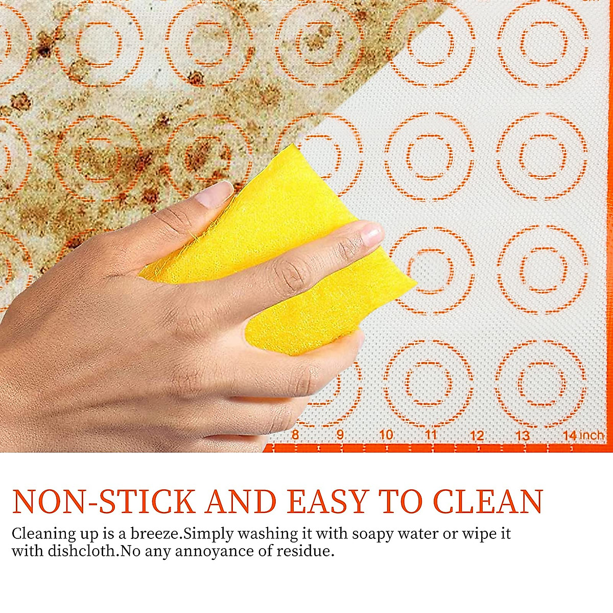 Silicone Baking Mat Set of 3, 2 Large Baking Mat (11.5"X16.5"), 1 Quarter Baking Sheets, Non-Stick Reusable Macaron Silicone Mats for Cookie, Macaron, Pizza, Bread, Bun