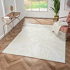 LUXE WEAVERS Abstract Textured Marble Swirl Cream 8x10 Area Rug