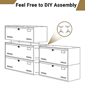 Kaer White Lateral File Cabinet with Lock,2 Drawer Lateral Filing Cabinet,for A4 Legal/Letter Size,Home Office Furniture,Metal Steel