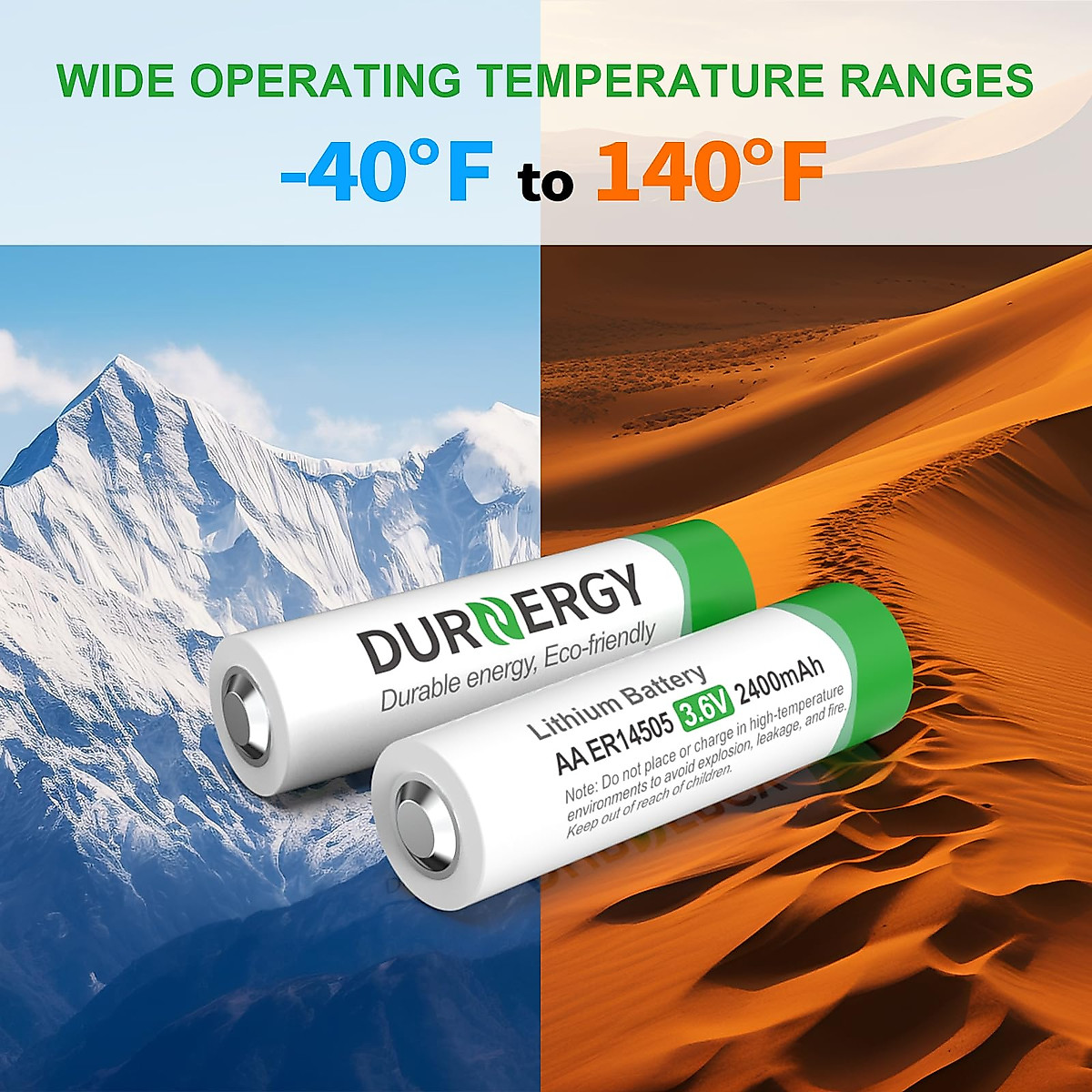 DURNERGY 3.6 Volt Lithium Battery AA ER14505 2400mAh Batteries Double A Batteries 20 Pack