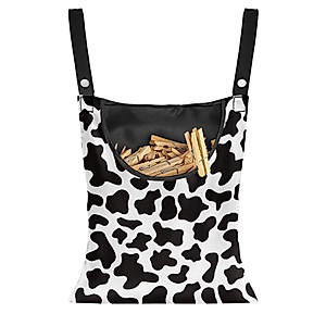 Bivxisrvo Cow Print Clothespin Bag with Hanging Hook Abrasion Resistant Clothes Pin Bag for Outside Clothespin Bag for Clothesline Outdoor for Hanging and Effortlessly Sliding on The Clothesline