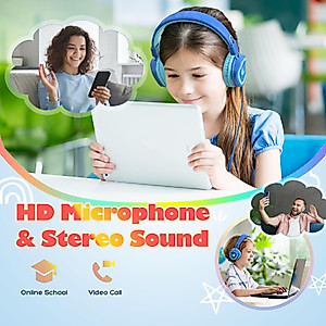 Kids Headphones for School,2024 Upgrade USB Type C Kids Headphone with Microphone, Wired Boys Girls Headphones with Safe Limiter 85dB/95dB, Foldable Over Ear Headphones for School/iPad/Tablets/Travel